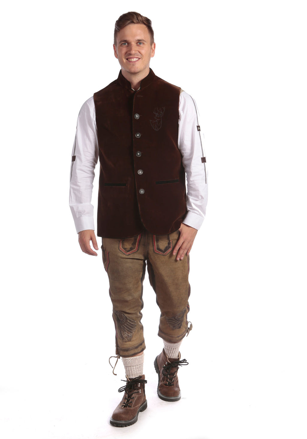 German Munich Embroidered Traditional Brown Waistcoat – Oktoberfest Wear